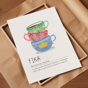 Fika Definition Poster, Fika Print, Scandinavian Wall Art, Swedish ...