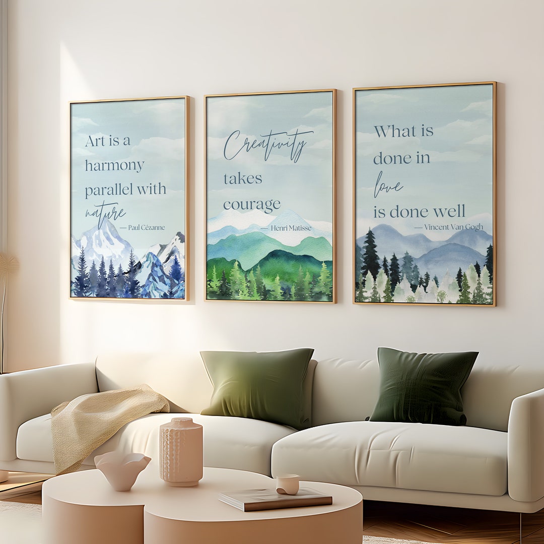 Impressionist Artist Quotes, Nature, Mountain, Print Set, Cezanne ...