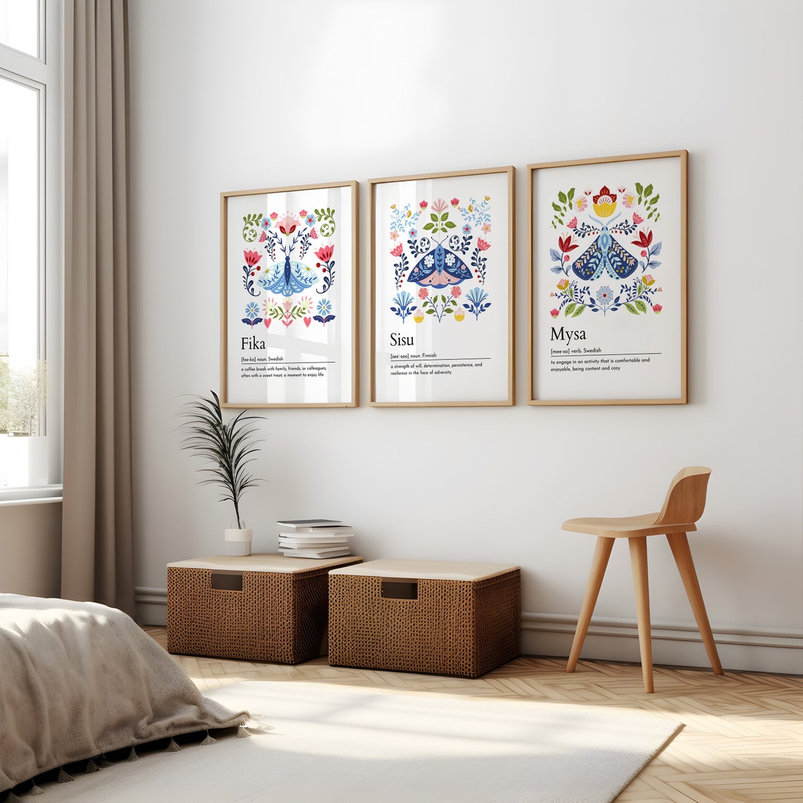 Scandinavian Definition Cicadas Poster Print Set of 3, Fika, Sisu, Mysa ...