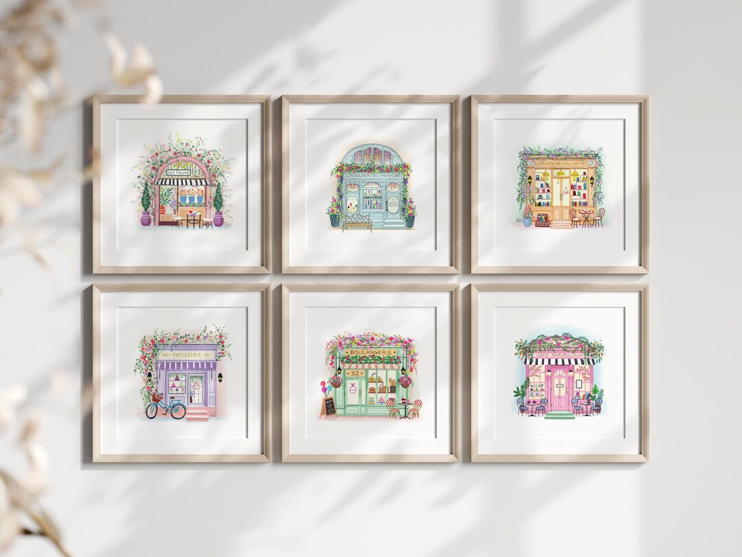 Paris Storefront Shopfront Art Print Gallery Set, French Cafe Coffee ...