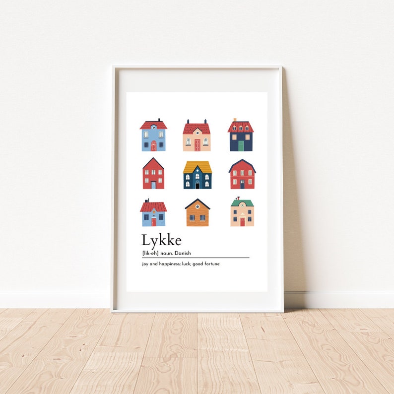 Scandinavian Word Poster, Lykke Art, Scandinavian Art, Norwegian ...