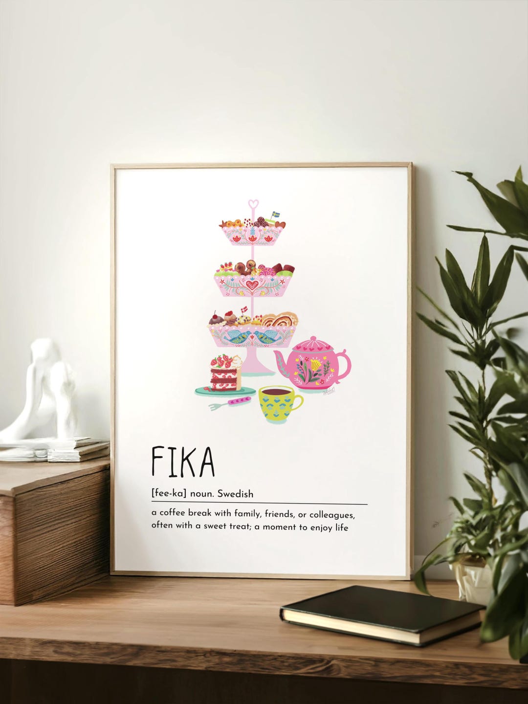 Fika Definition Poster, Fika Sign, Scandinavian Wall Art, Swedish Print ...
