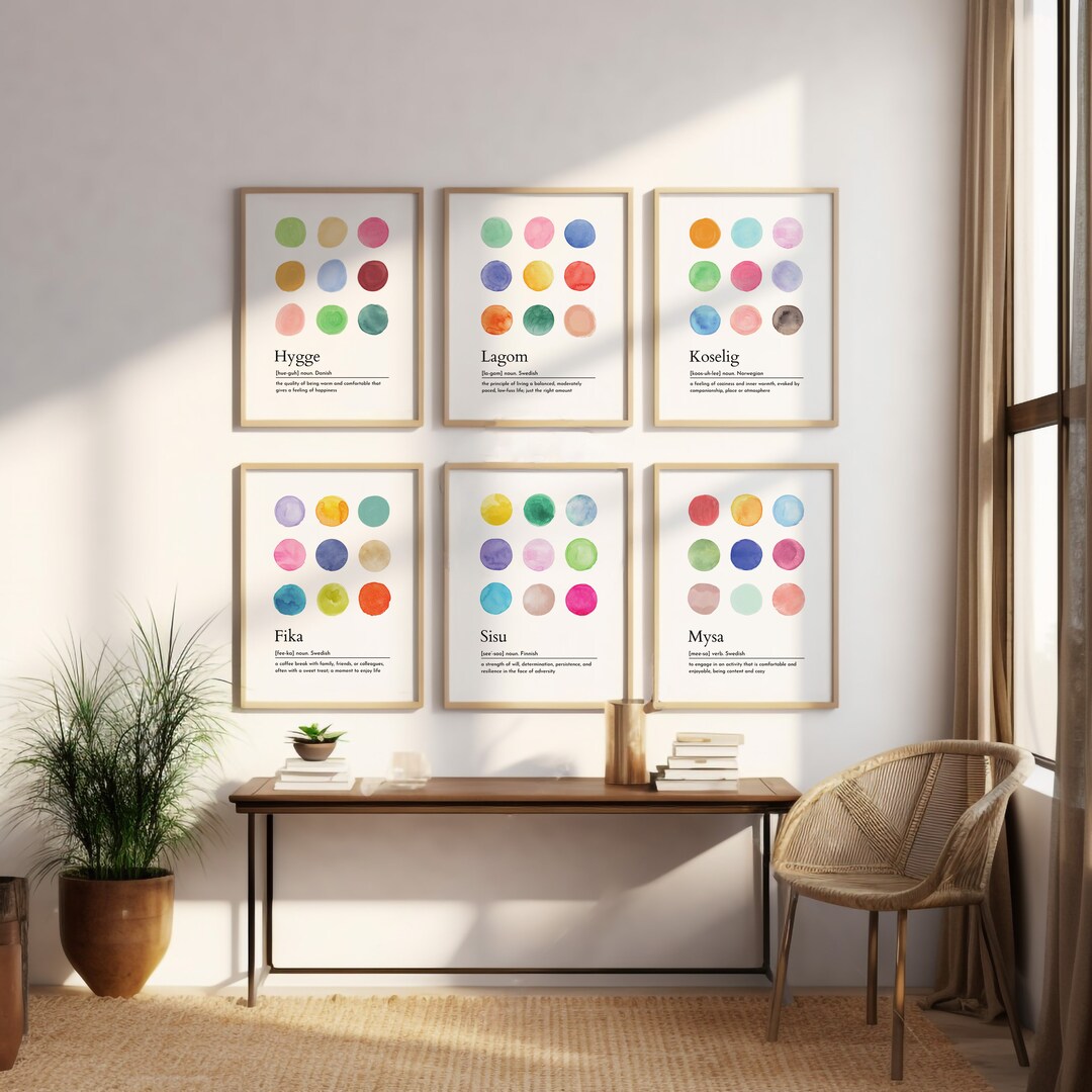 Scandinavian Definition Art Print Set of 6, Hygge, Lagom, Koselig, Fika ...