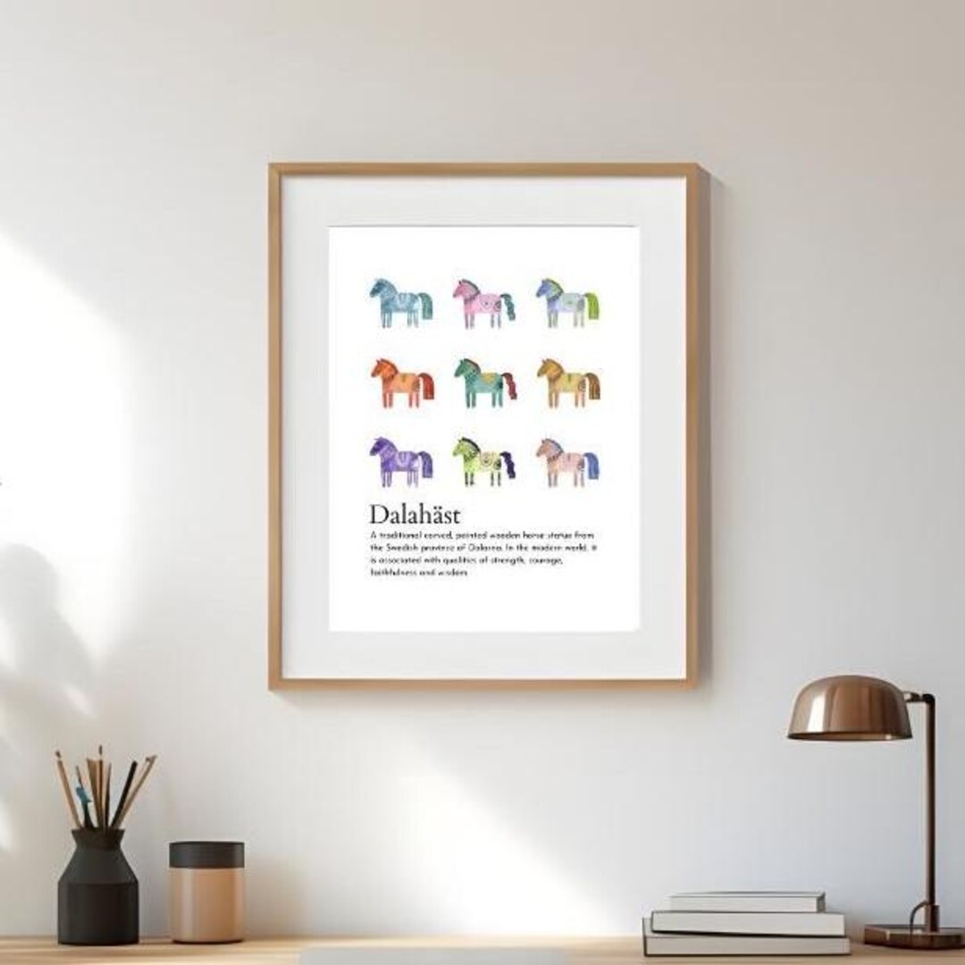 Dala Horse Print, Swedish Gift, Scandinavian Folk Art, Sweden Poster ...