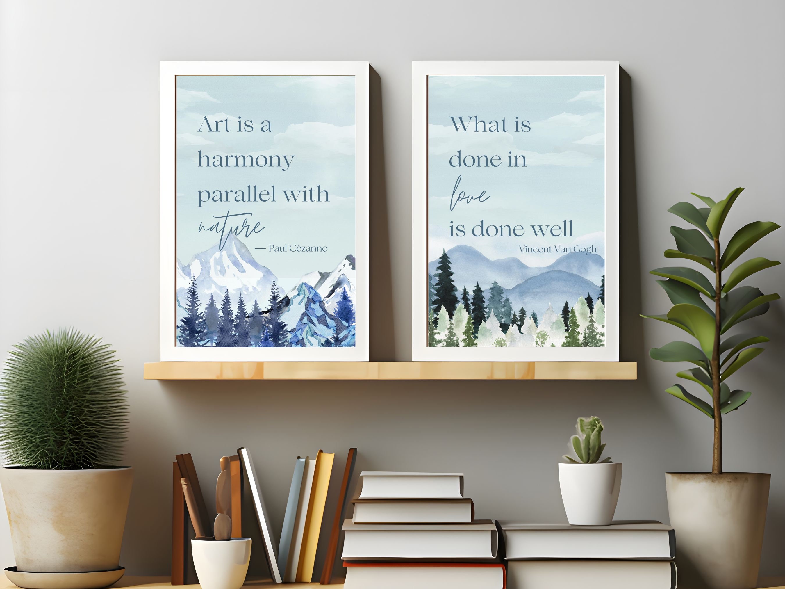 Impressionist Artist Quotes, Nature, Mountain, Print Set, Cezanne ...
