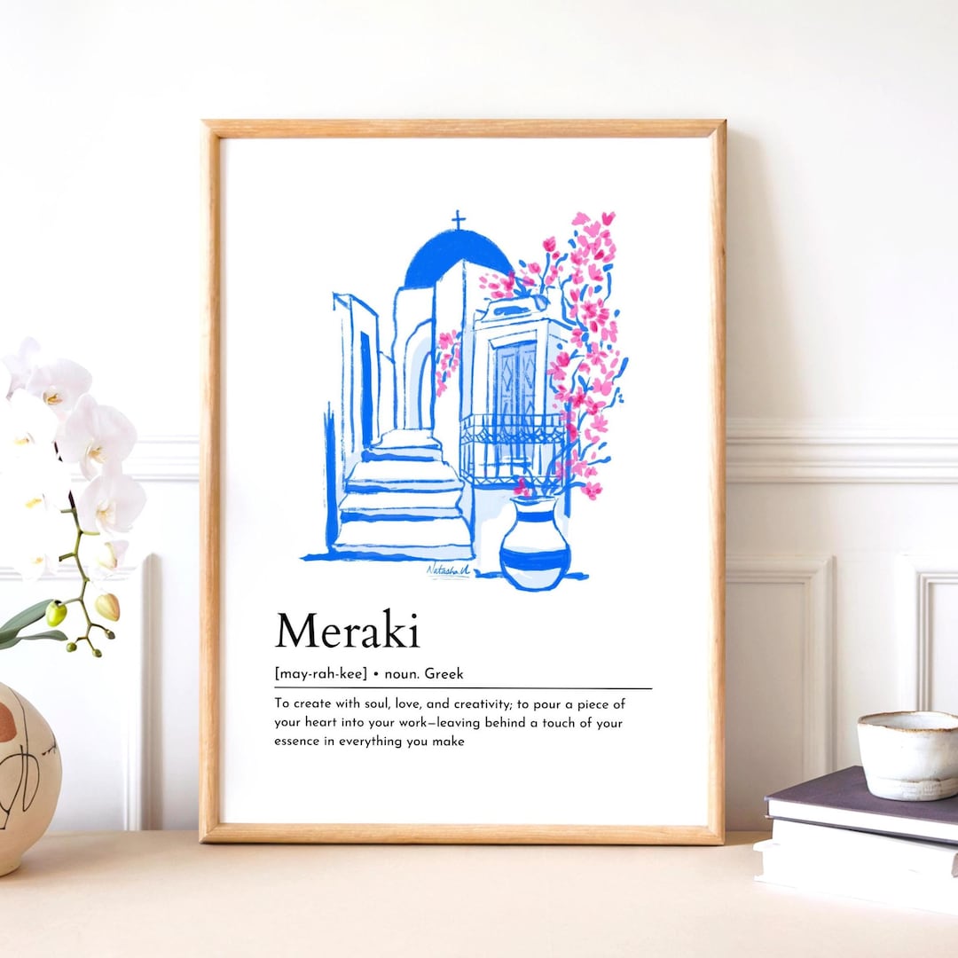 Meraki Poster, Santorini Art, Greek Travel Print, Trendy Wall Art ...