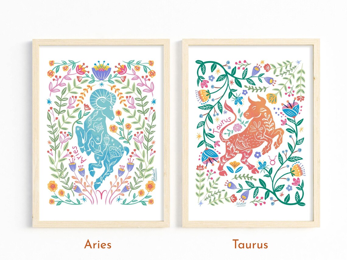 Star Sign Print, Zodiac Wall Art, Home Decor, Birthday Gift, Horoscope ...