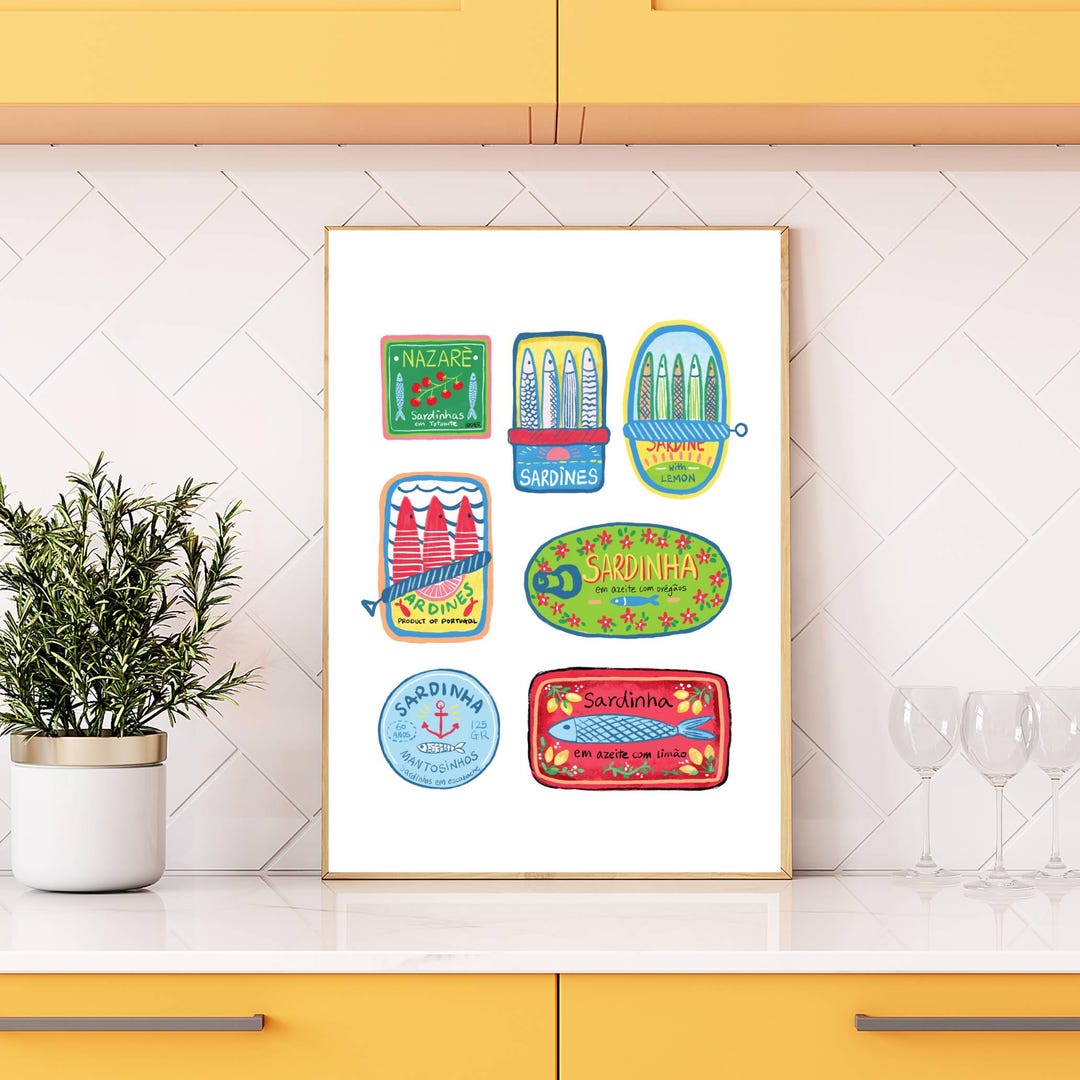Sardine Print, Kitchen Wall Art, Coastal Home Decor, Beach Coastal ...