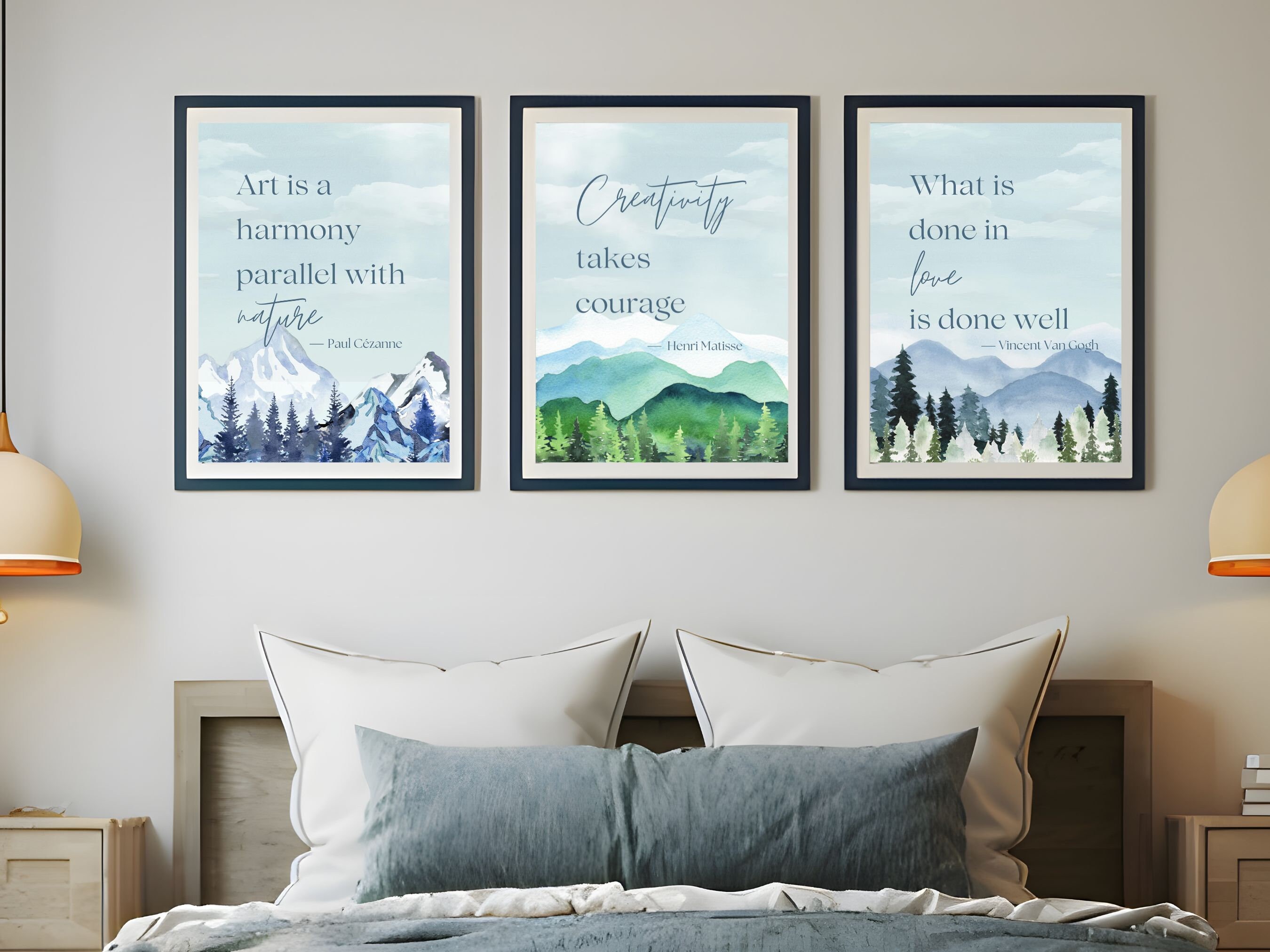 Impressionist Artist Quotes, Nature, Mountain, Print Set, Cezanne ...