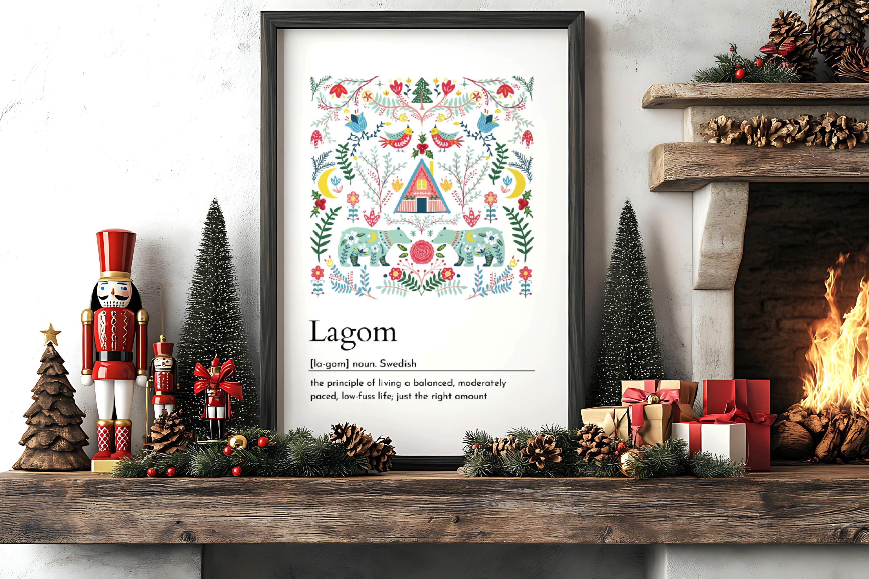 Lagom Definition Poster, Swedish Folk Art Print, Nordic Scandinavian ...