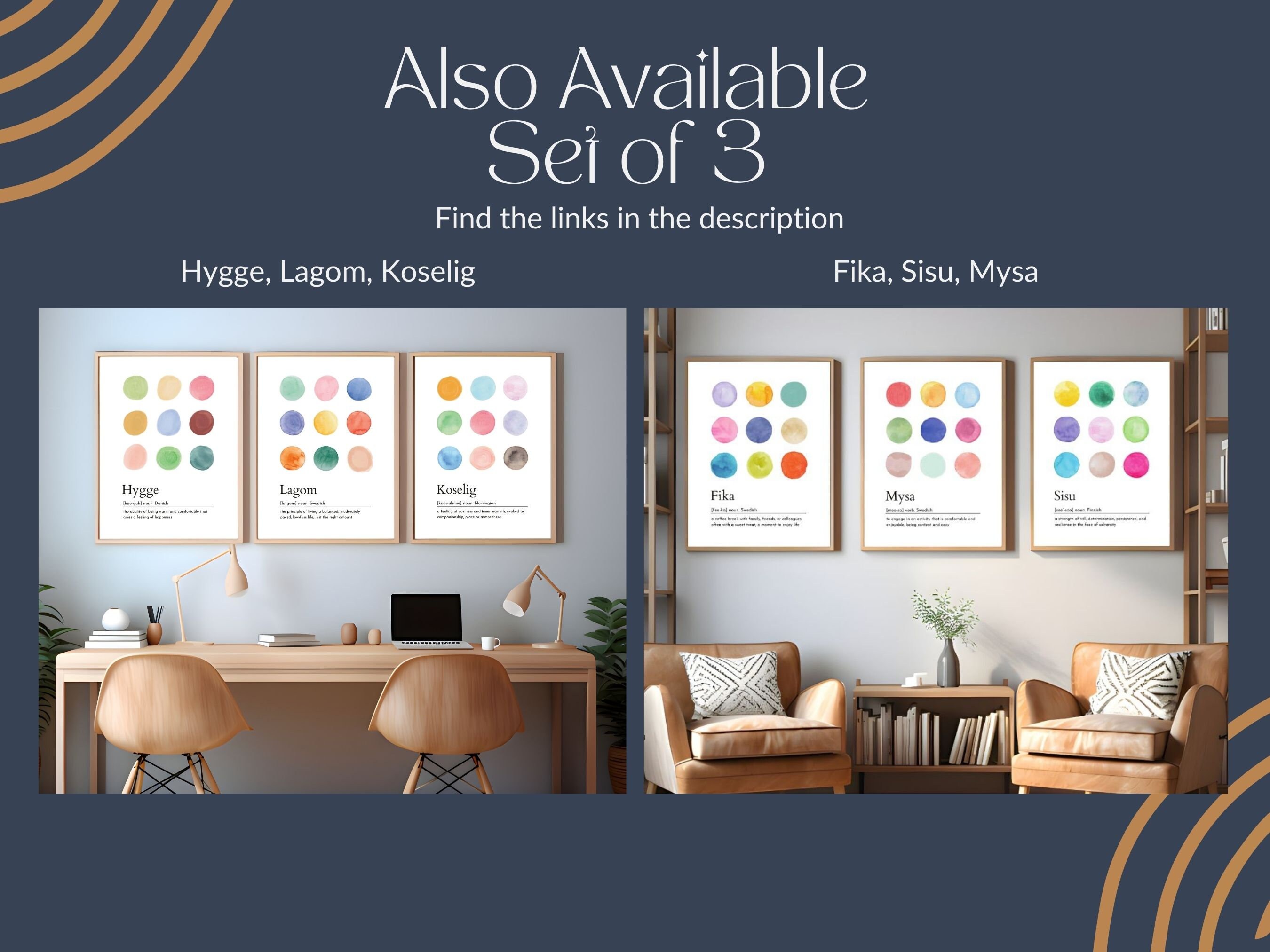 Scandinavian Definition Art Print Set of 6, Hygge, Lagom, Koselig, Fika ...