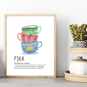 Fika Definition Poster, Fika Print, Scandinavian Wall Art, Swedish ...