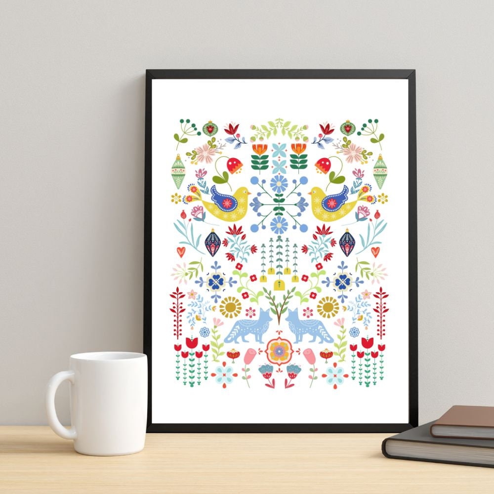 Scandinavian Folklore Art Print Set of 3, Folk Art Poster, Modern Boho ...