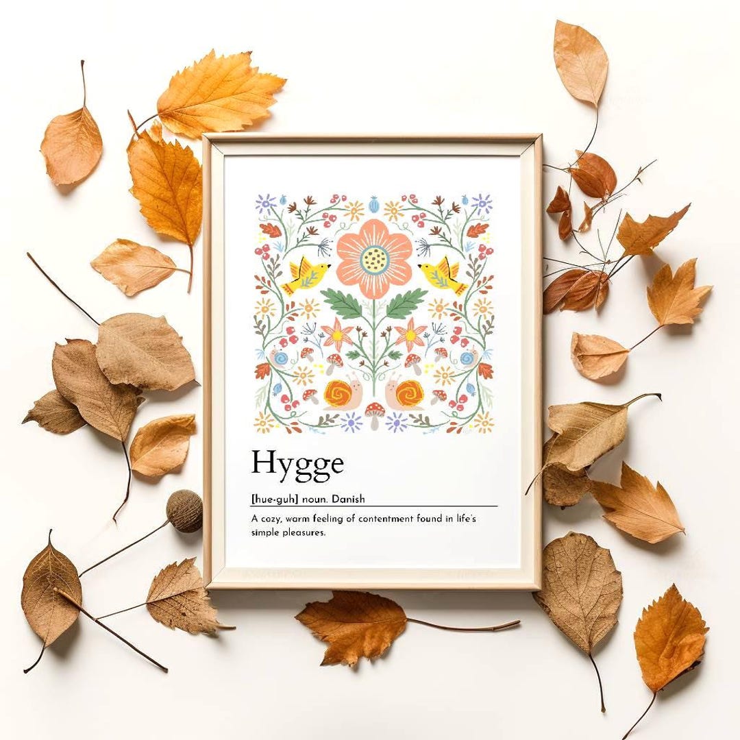 Hygge Poster, Scandinavian Folk Art Print, Swedish Danish Word ...