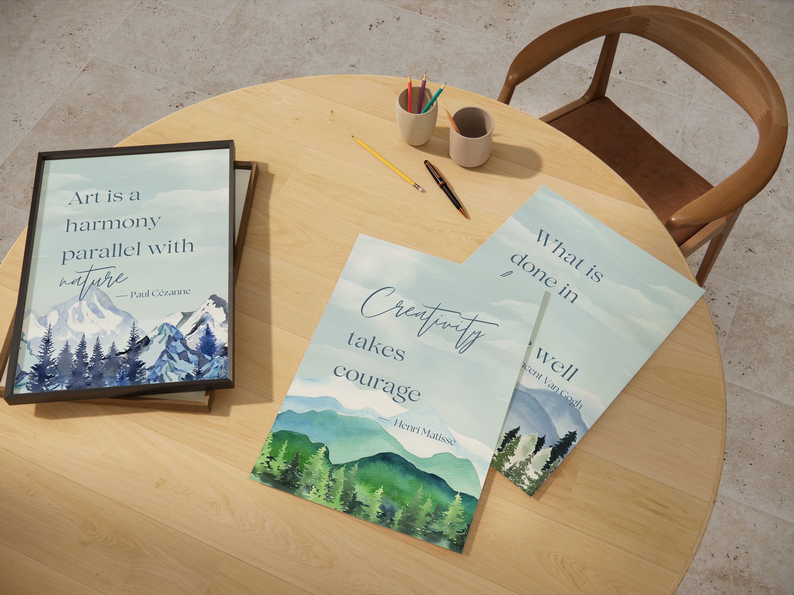 Impressionist Artist Quotes, Nature, Mountain, Print Set, Cezanne ...