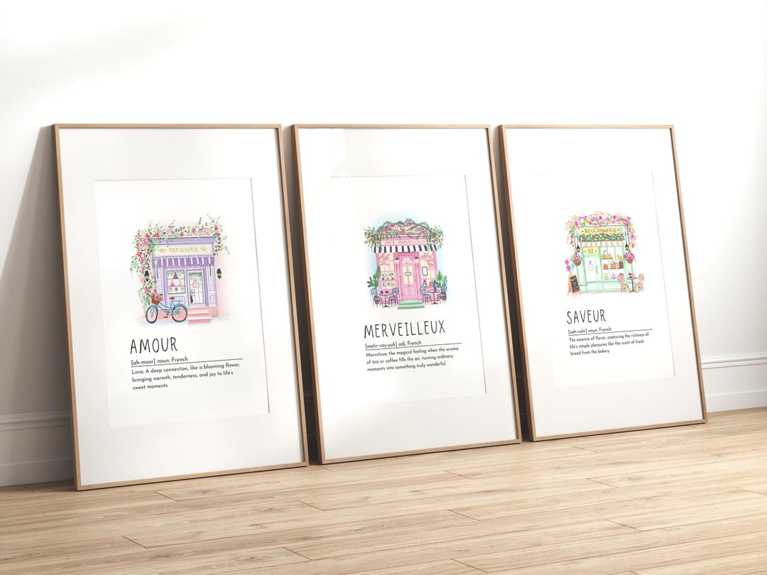 Paris Print Set of 3, French Cafe Poster, Coquette Home Decor, French ...