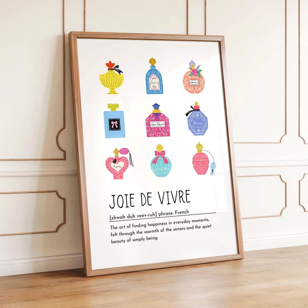 Joie De Vivre Print, Vintage Perfume Bottle Wall Art, Girly Coquette ...