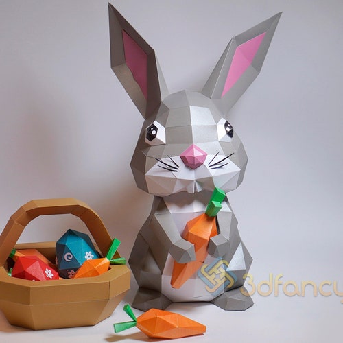 Papercraft Bunny Printable 3D Rabbit DIY Gift for Easter - Etsy