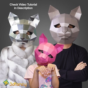 Cat Mask Papercraft PDF Template, DIY Animal Head, Paper Mask, 3D ...