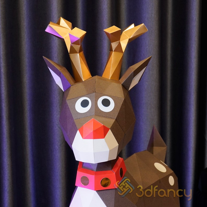 Reindeer Papercraft 3D Rudolph Paper Craft PDF SVG Template - Etsy