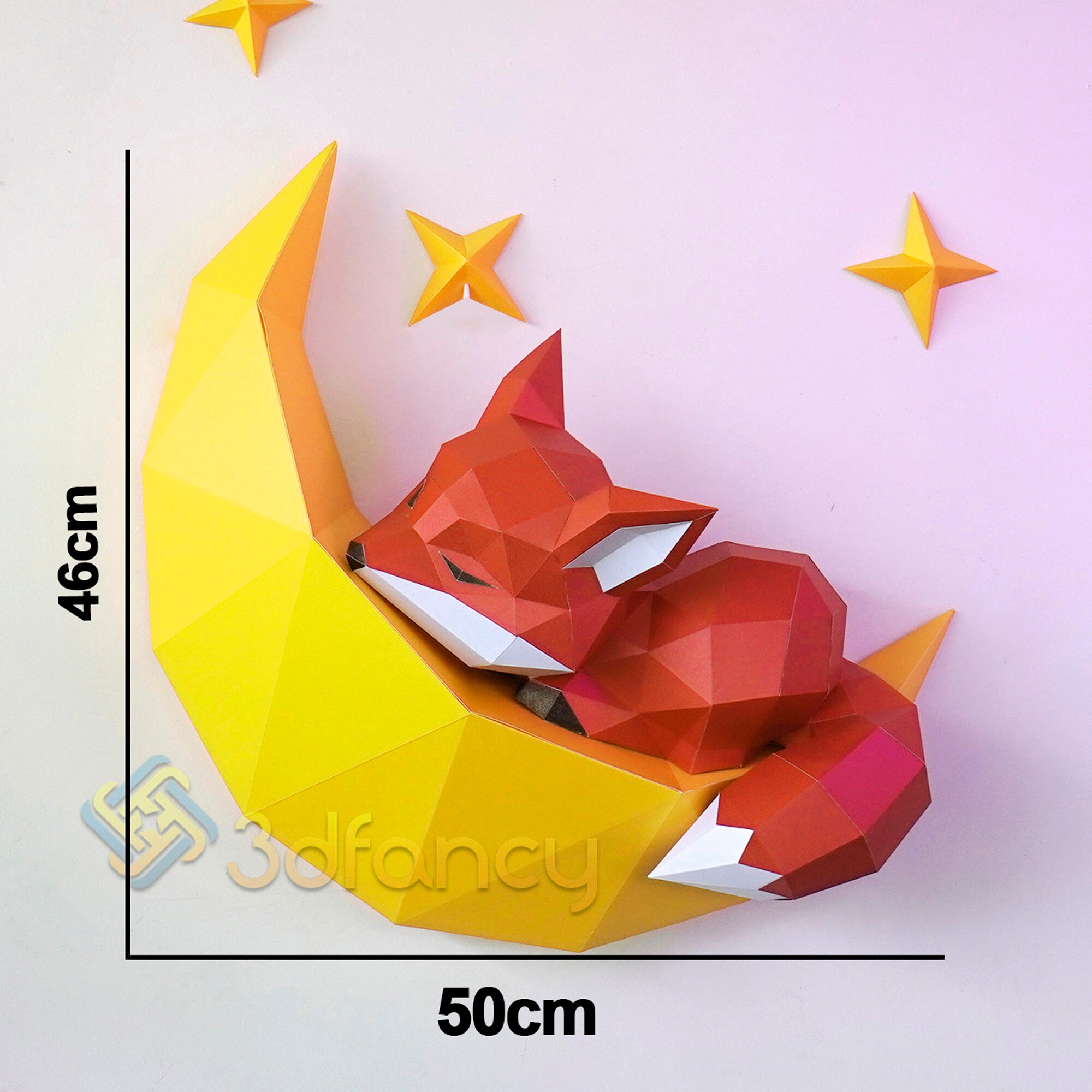 Fox Moon Papercraft PDF SVG Template for Creating 3D Fox From - Etsy