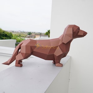 Dachshund Papercraft PDF, 3D SVG Template Creating 3D Dog Paper Craft ...