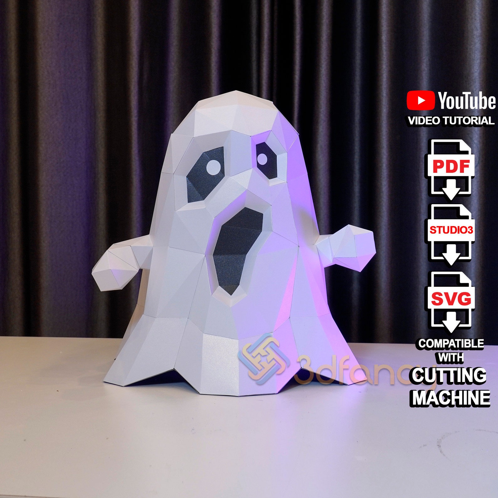 Ghost Papercraft PDF, SVG, Silhouette Studio Template for Creating 3D ...