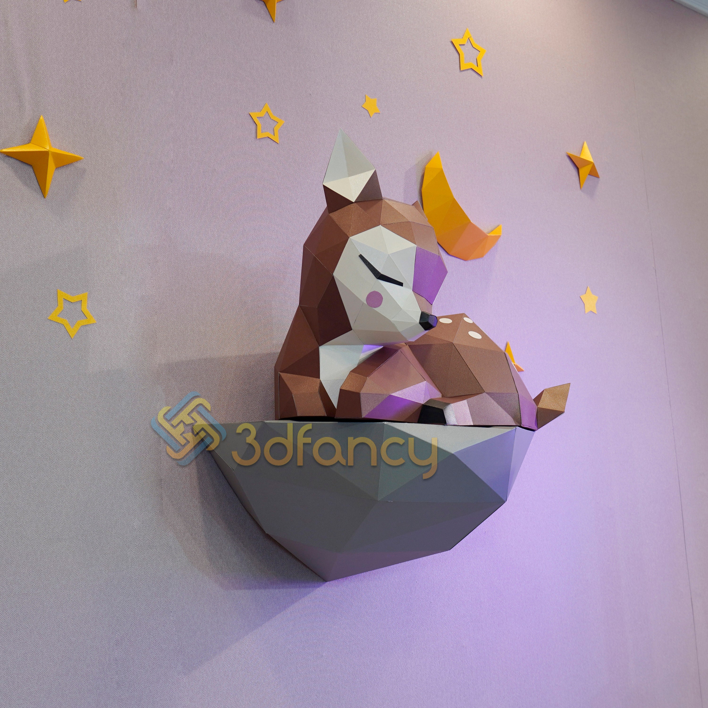 DIY Papercraft 3D Fawn On Rock PDF Plantilla SVG para crear - Etsy España