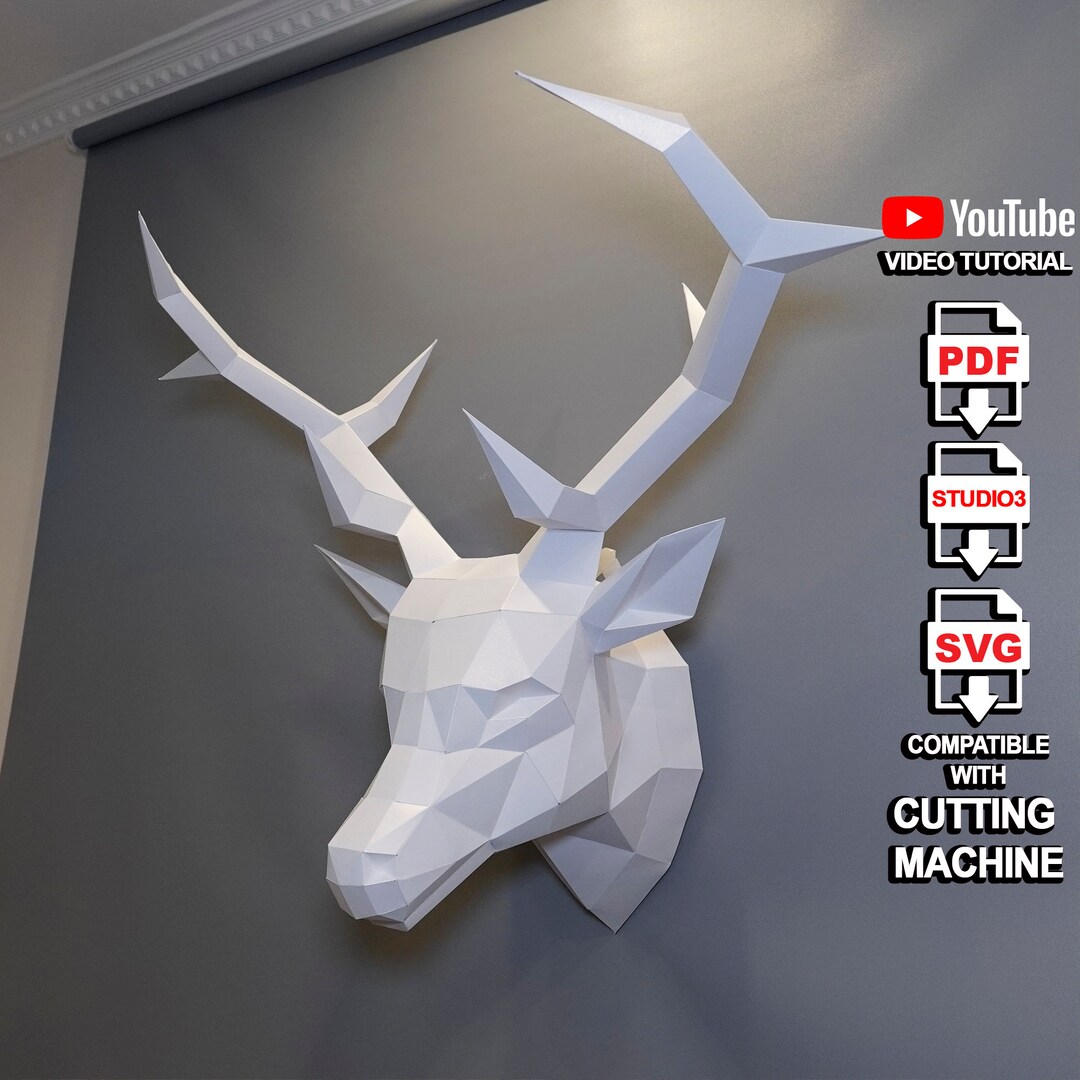 Papercraft Deer Head PDF, SVG Template for DIY Deer Head Trophy for ...