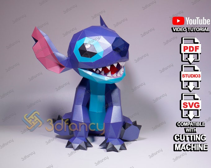 Stitch Papercraft 3D – Low Poly Template Pdf, Svg, Dxf | DIY Lilo ...