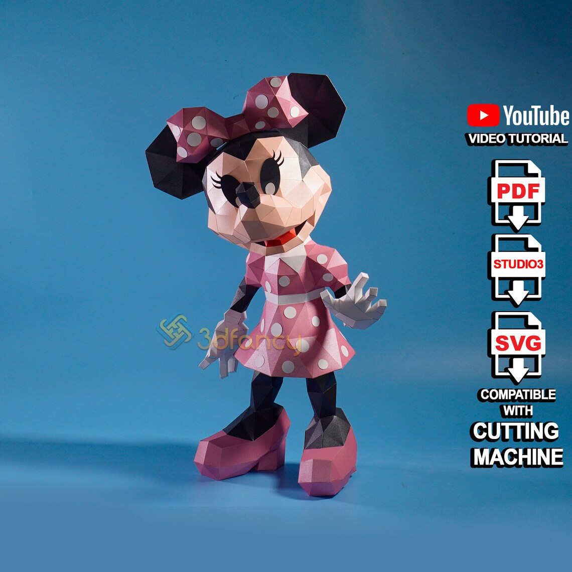 Papercraft Minnie Mouse PDF SVG Template for DIY 3D Minnie - Etsy