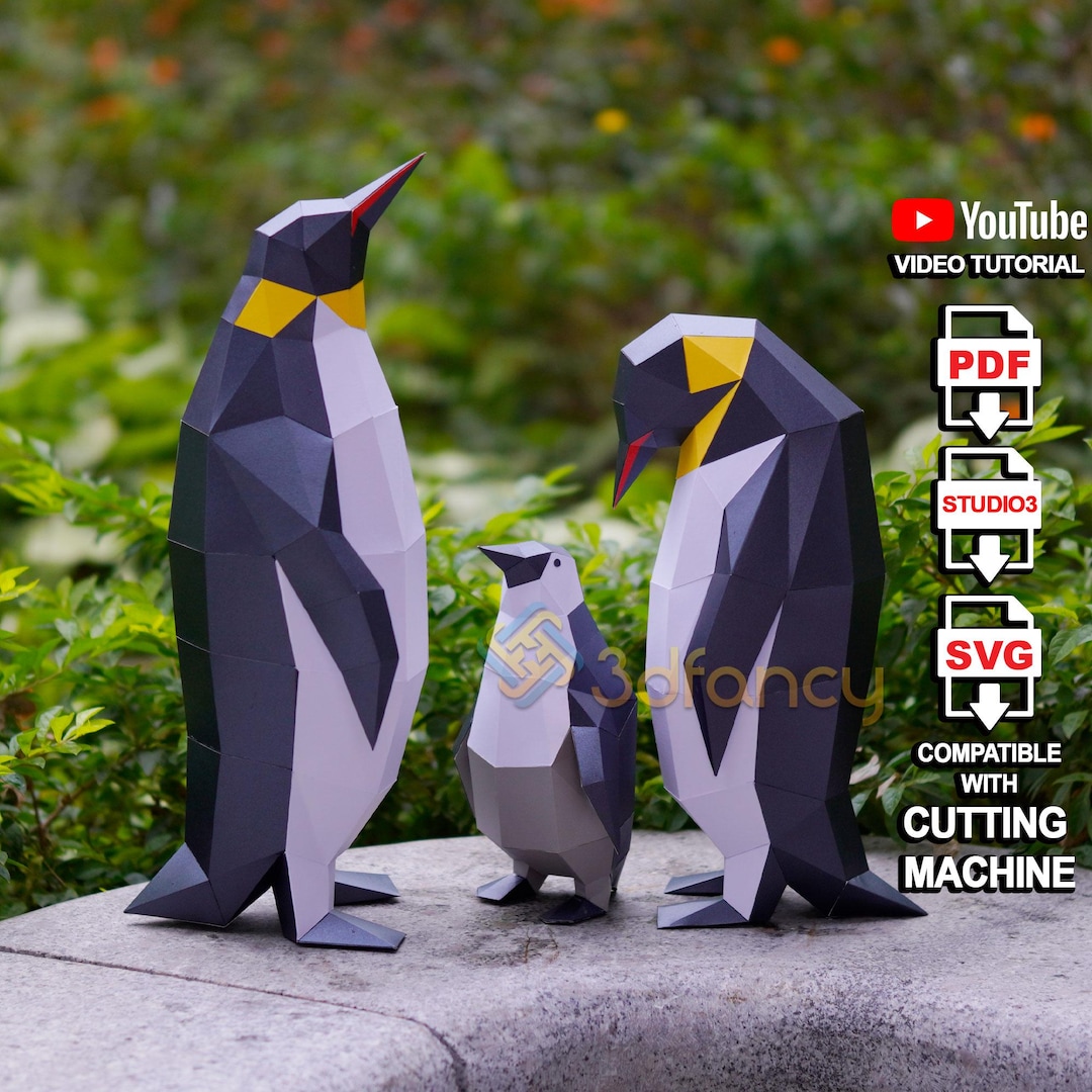 Family Penguin Papercraft PDF, SVG, Studio Template - DIY Papercraft ...
