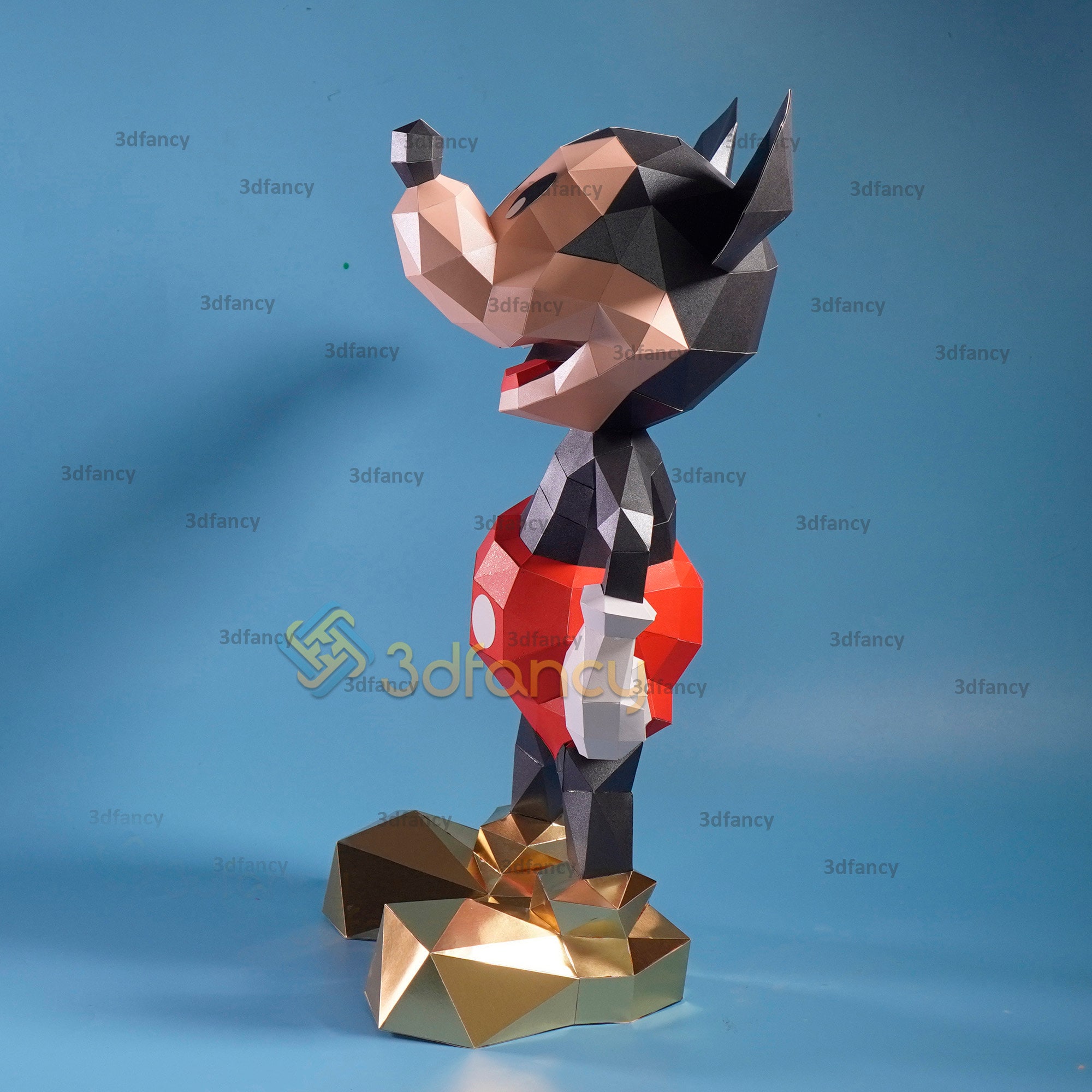 Mickey Mouse Papercraft PDF, SVG Template for DIY Low Poly Mickey Mouse ...