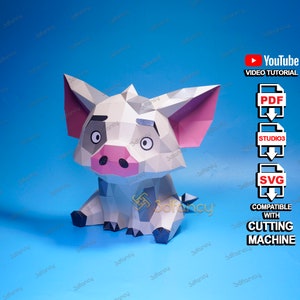 3D Papercraft Pig PDF, SVG Templates for Cricut Projects, DIY Pig Low ...