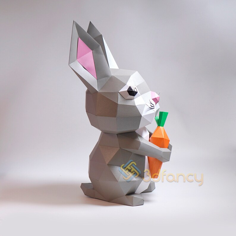 Bunny Easter Papercraft PDF SVG Template Creating Low Poly 3D | Etsy ...