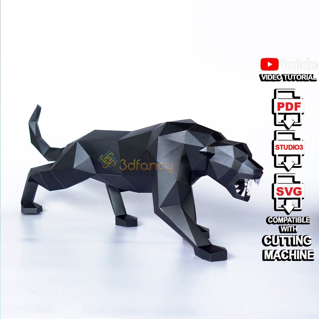 Panther Papercraft PDF SVG Template DIY Origami Low Poly Paper ...