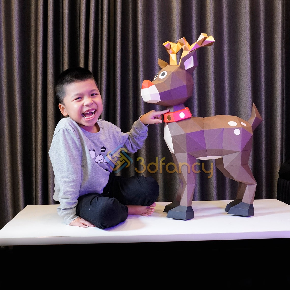 Reindeer Papercraft 3D Rudolph Paper Craft PDF SVG Template - Etsy