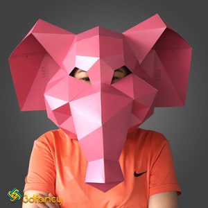 Elephant Mask, DIY Paper Mask, Printable Template, Papercraft, Low Poly ...