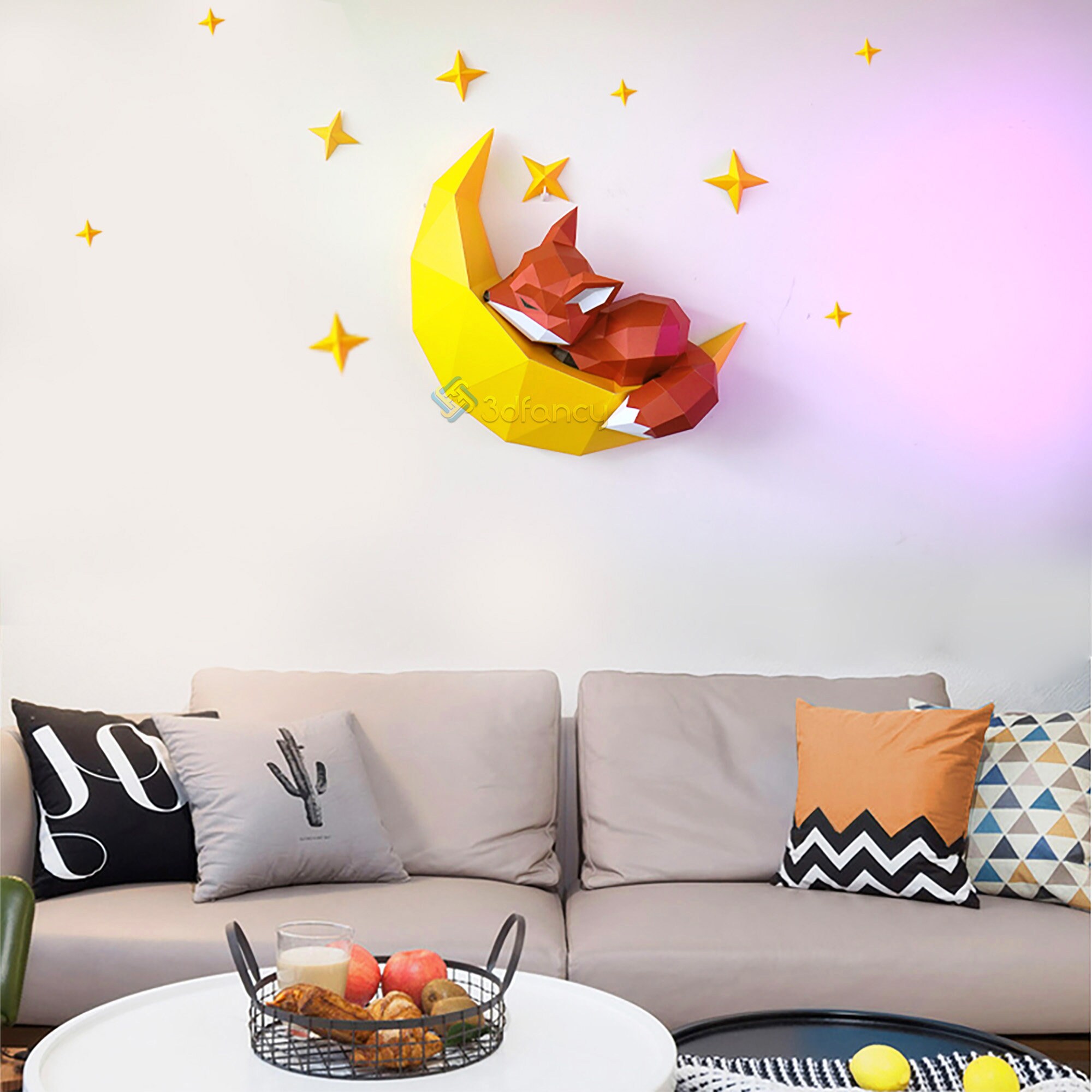 Fox Moon Papercraft PDF SVG Template for Creating 3D Fox From - Etsy