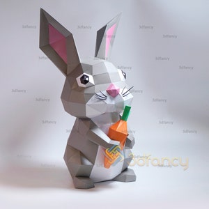Bunny Easter Papercraft PDF, SVG Template Creating Low Poly 3D Rabbit ...