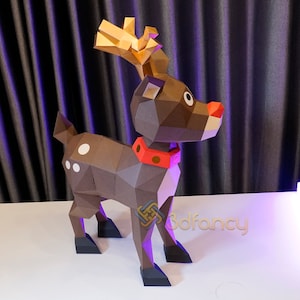 Reindeer Papercraft 3D Rudolph Paper Craft PDF, SVG Template, Low Poly ...