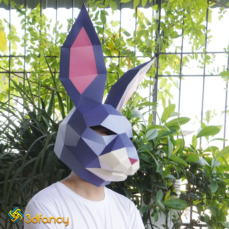 Rabbit Papercraft Mask PDF SVG Template for Cricut Projects - Etsy