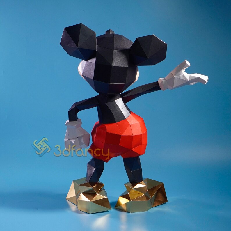 Mickey Mouse Papercraft PDF SVG Template for DIY Low poly - Etsy España