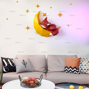 Fox Moon Papercraft PDF, SVG Template for Creating 3D Fox From Paper ...