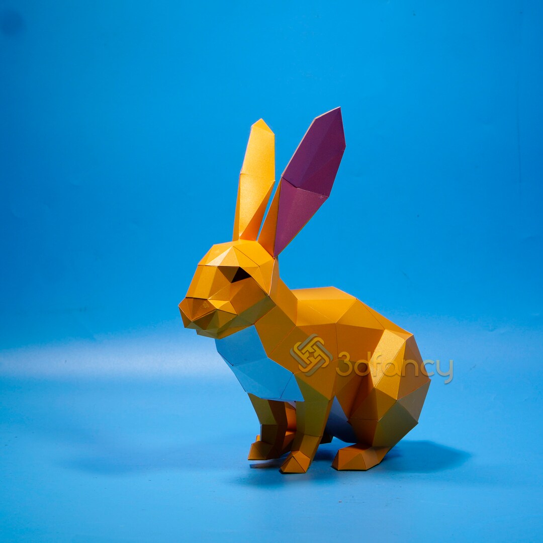 Low Poly Rabbit Papercraft PDF, SVG Template for Creating 3D Rabbit V1 ...