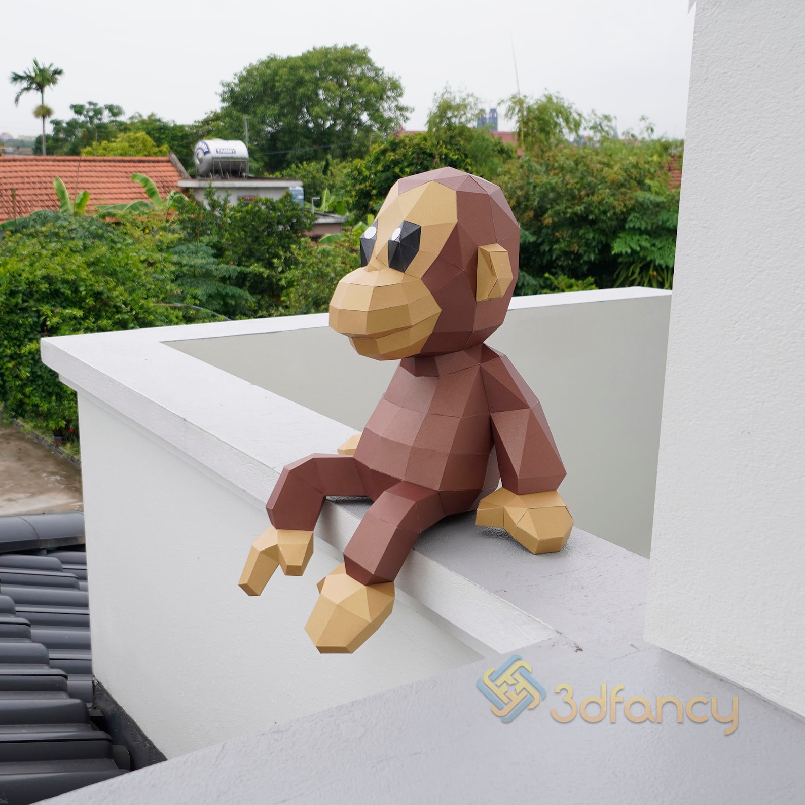 Low Poly Monkey 3D Papercraft PDF 3D SVG Template for - Etsy