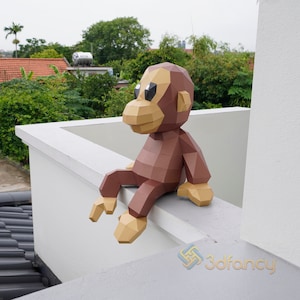 Low Poly Monkey 3D Papercraft PDF, 3D SVG Template for Creating Monkey ...