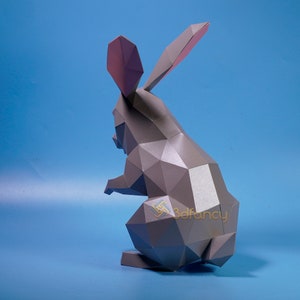 Set 2 Rabbit Papercraft PDF, SVG Template for Creating 3D Rabbit ...