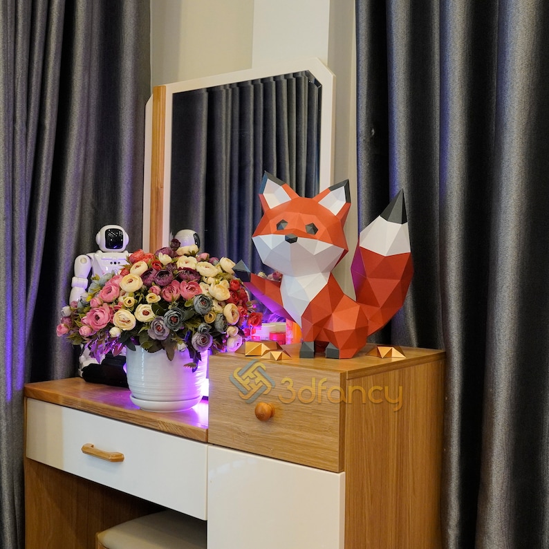 DIY Fox Moon 3D Papercraft SVG PDF Template for Creating 3D | Etsy