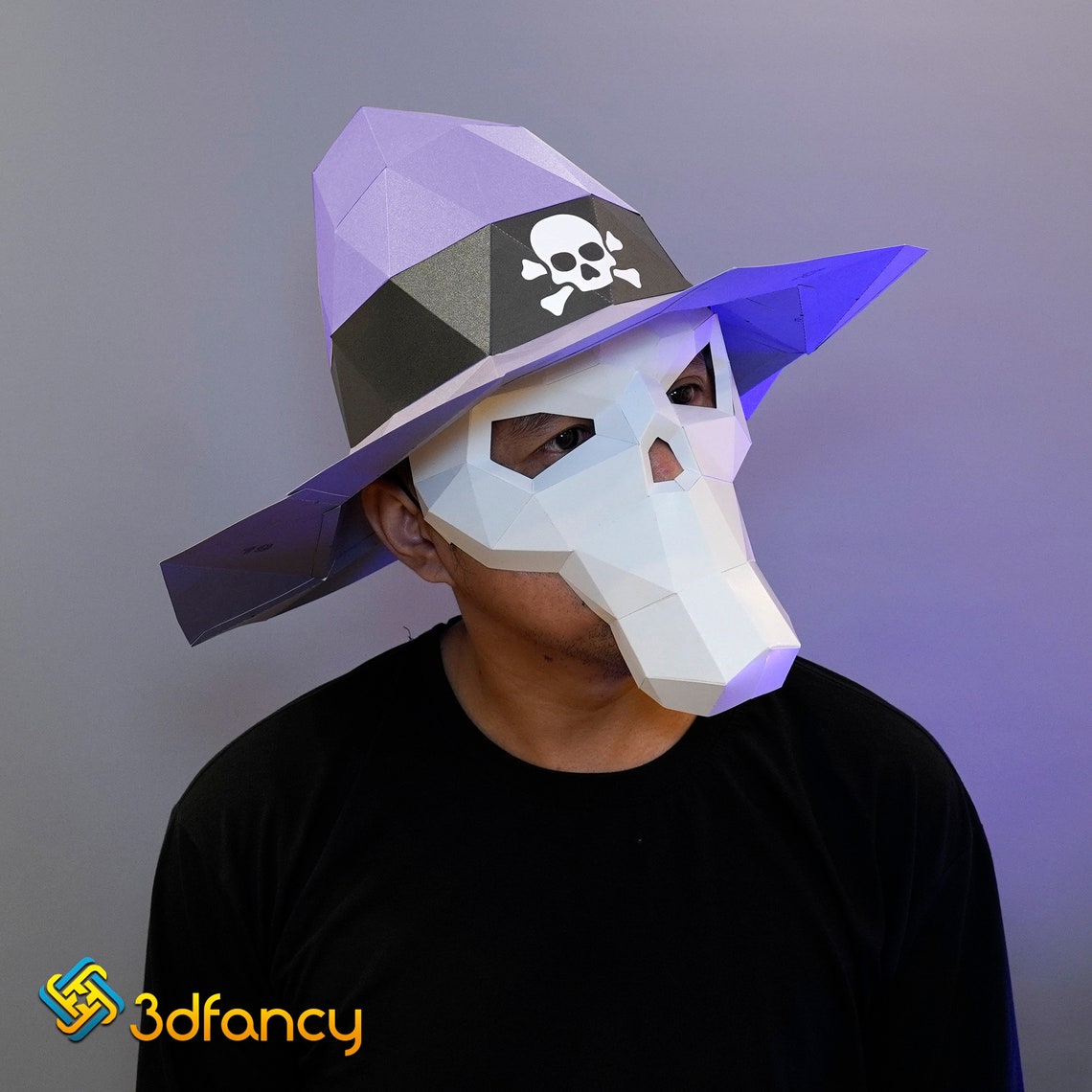 Papercraft Witch Hat Skull mask halloween paper craft PDF | Etsy